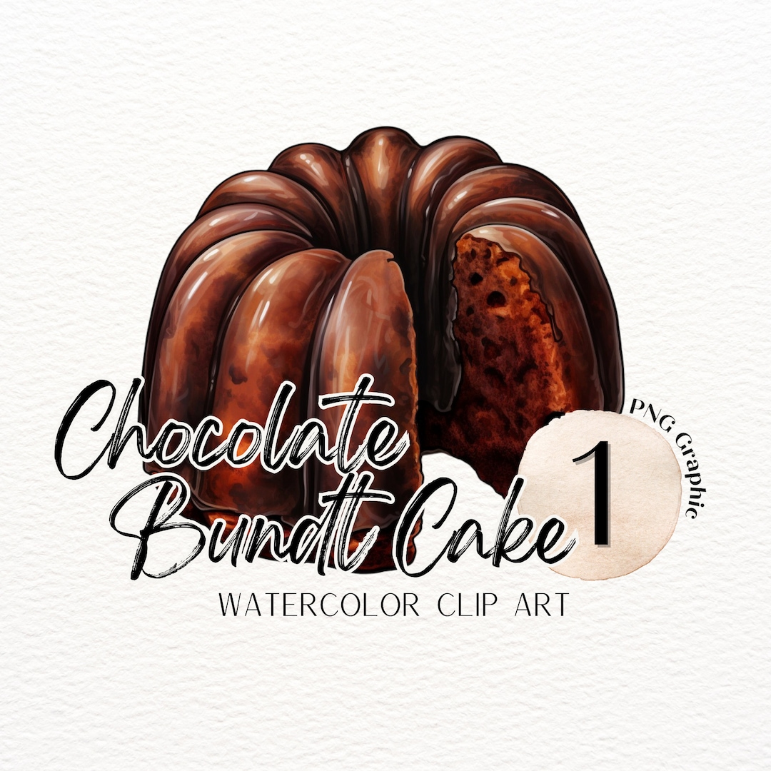 Bundt Cake Clipart | Watercolor Chocolate PNG | Dessert Clipart | Bake ...