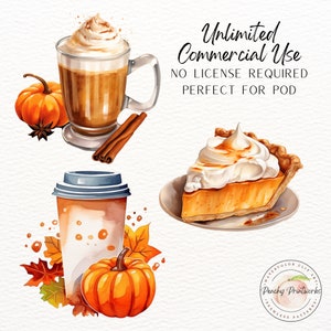 Pumpkin Spice Watercolor Clipart Bundle | Fall PNG | Coffee SVG | Fall ...