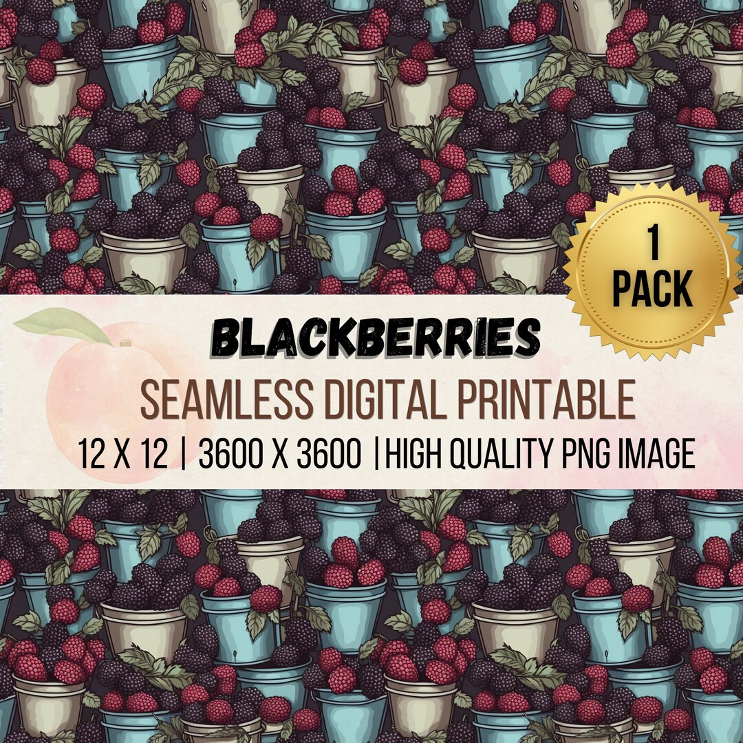 BLACKBERRIES : Printable Pattern Seamless Design Background - Etsy