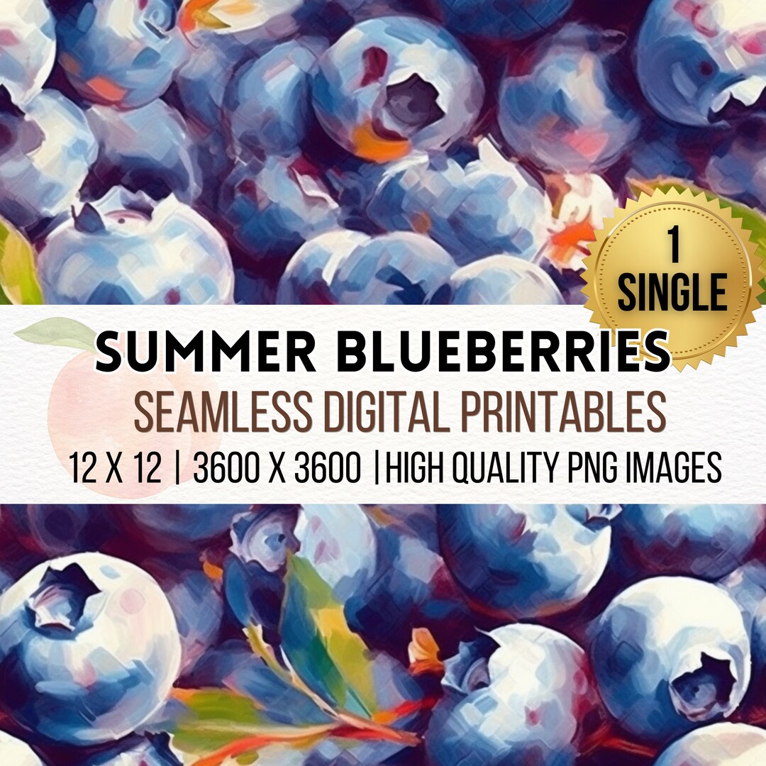 SUMMER BLUEBERRIES : Printable Pattern, Seamless Design, Background ...