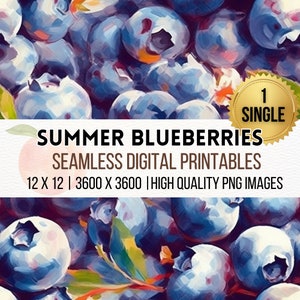 SUMMER BLUEBERRIES : Printable Pattern, Seamless Design, Background ...
