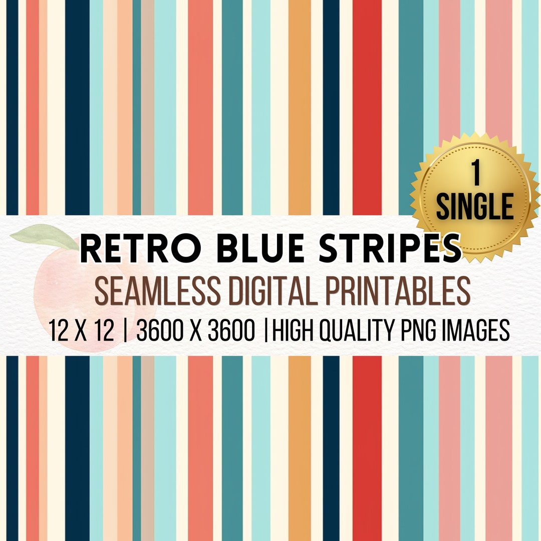 RETRO BLUE STRIPES : Printable Pattern, Seamless Design, Background ...