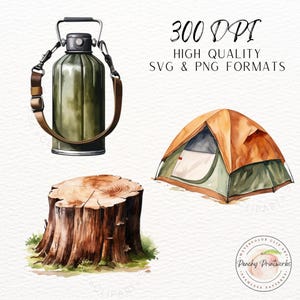 Camping Watercolor Graphics Camping Clipart Smores SVG Campfire Clipart ...