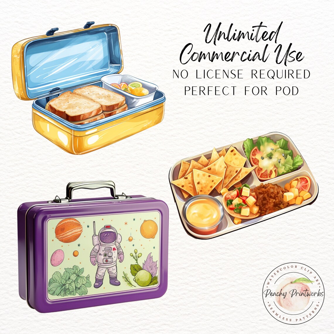 School Lunch Watercolor Clipart Bundle | Lunchbox PNG | Burrito Lunch ...