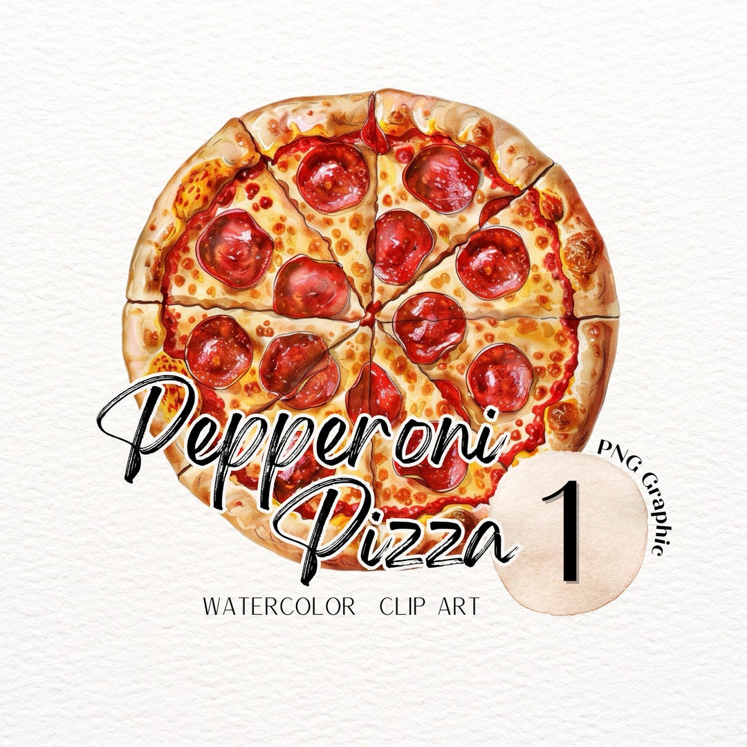 Pepperoni Pizza Watercolor Clipart | Food Graphic |dinner PNG | Italian ...
