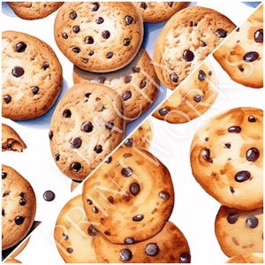 Chocolate Chip Cookies Printable Pattern, Seamless Design, Background ...