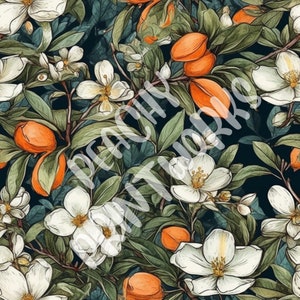 ORANGE BLOSSOMS: Printable Pattern, Seamless Design, Background ...