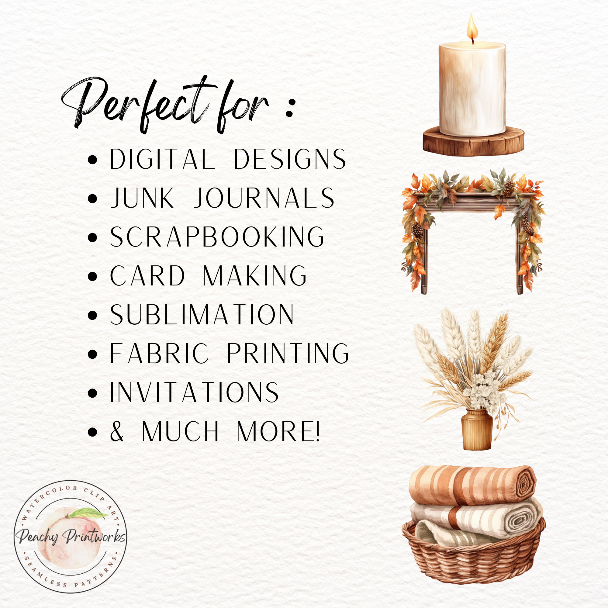 Fall Decor Watercolor Clipart Bundle Knit Pumpkin PNG - Etsy