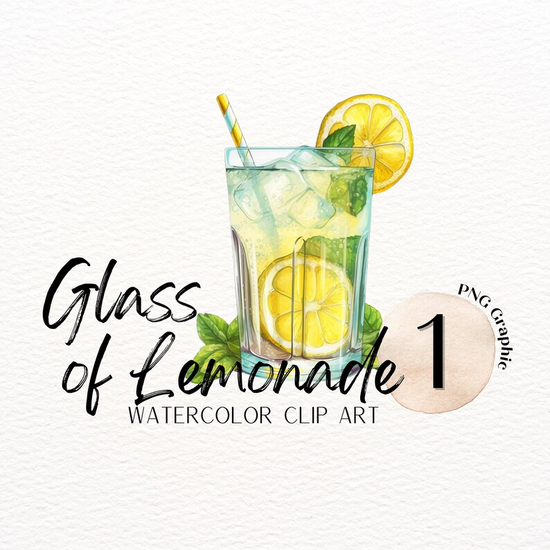 Watercolor Lemonade Clipart Summer Drink Clipart Glass of - Etsy
