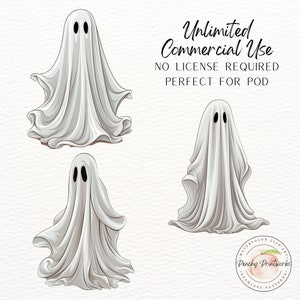 Retro Ghost Clipart Bundle | Retro Halloween PNG | Line Art Ghost SVG ...