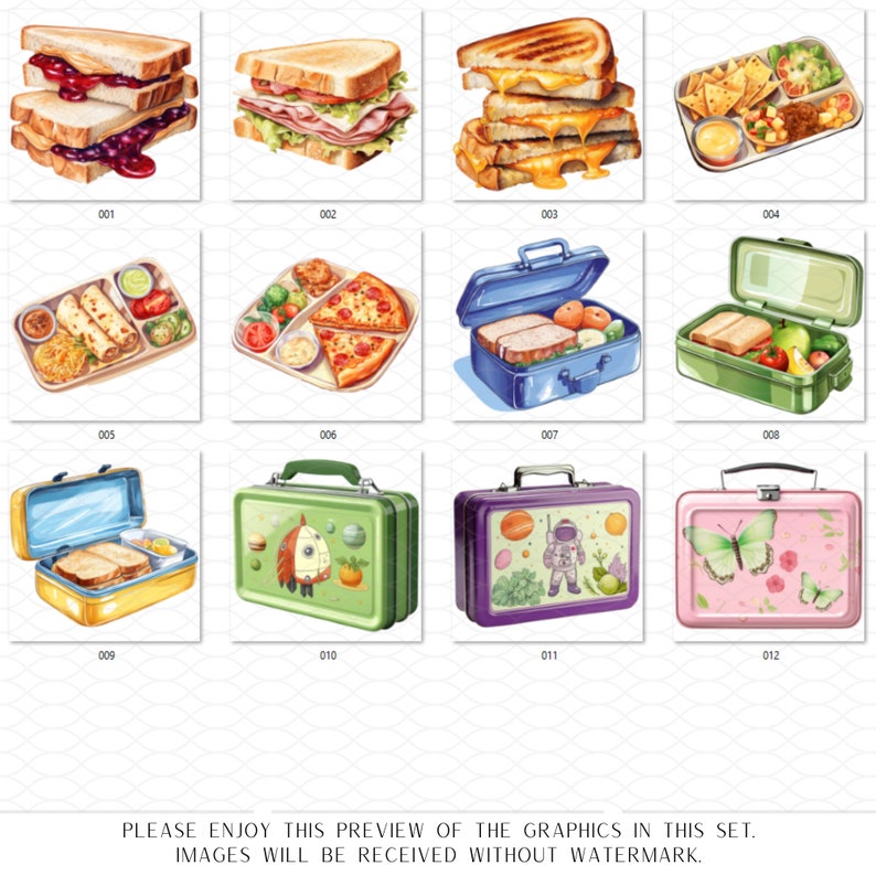 School Lunch Watercolor Clipart Bundle Lunchbox PNG - Etsy