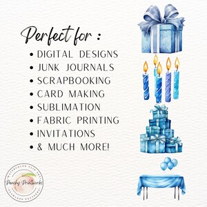 Blue Birthday Watercolor Clipart Bundle | Blue Cake PNG | Tiered Blue ...