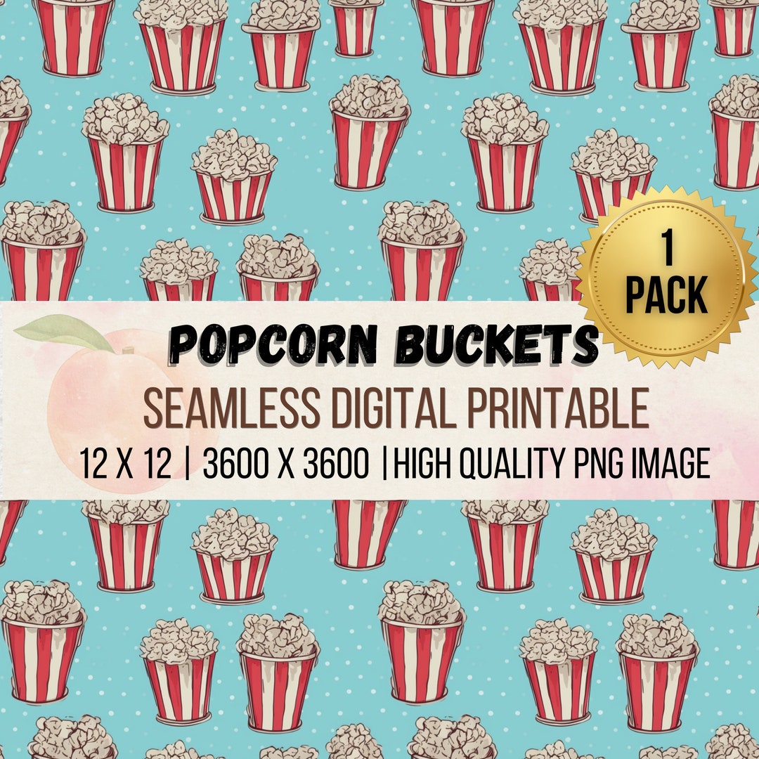 POPCORN BUCKETS : Printable Pattern Seamless Design - Etsy