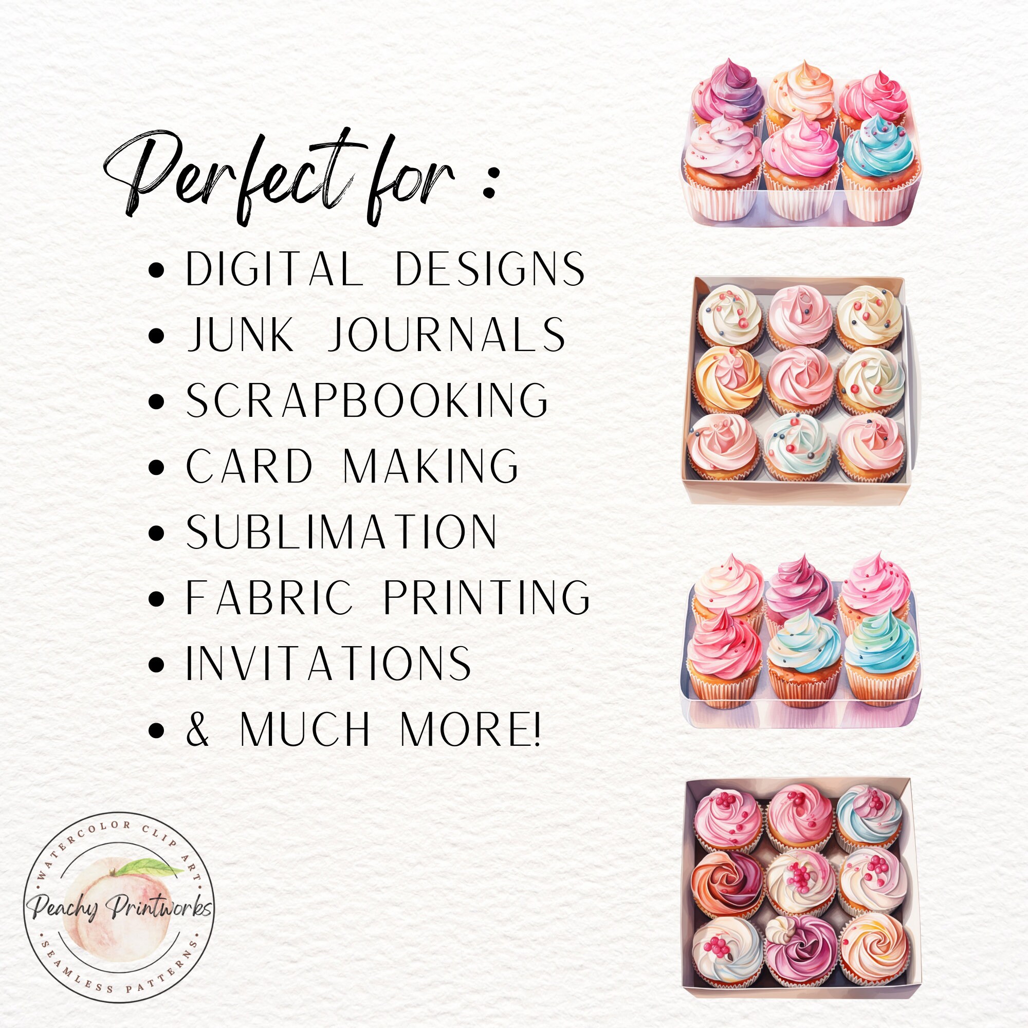 Cupcake Watercolor Clipart Bundle Cake SVG Dessert Clipart - Etsy