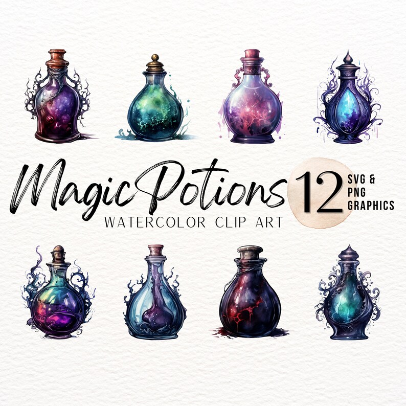 Potion Bottle Watercolor Clipart Bundle Magic Potion PNG - Etsy