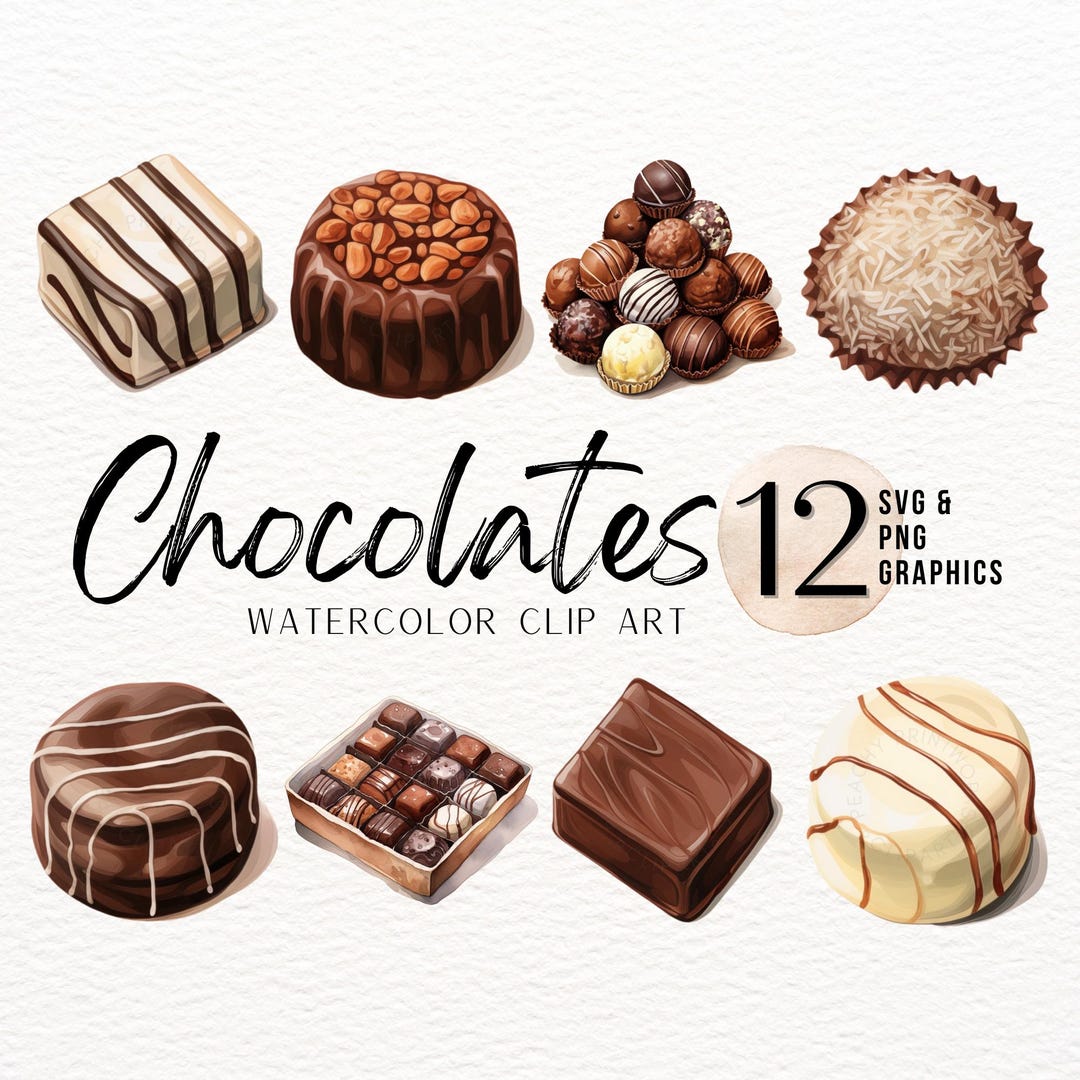 Chocolates Watercolor Clipart Candy Graphics Coconut Candy Images Sweet ...