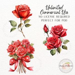 Red Roses Watercolor Clipart Bundle | Floral PNG Graphic | Florist ...