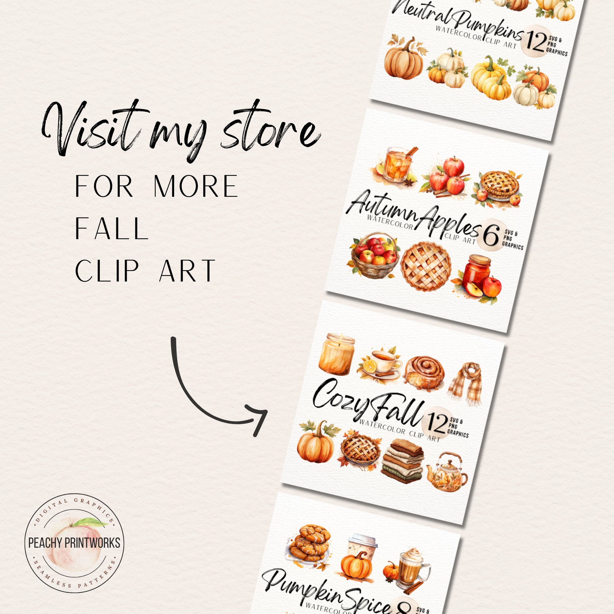 Pumpkin Spice Watercolor Clipart Bundle | Fall PNG | Coffee SVG | Fall ...