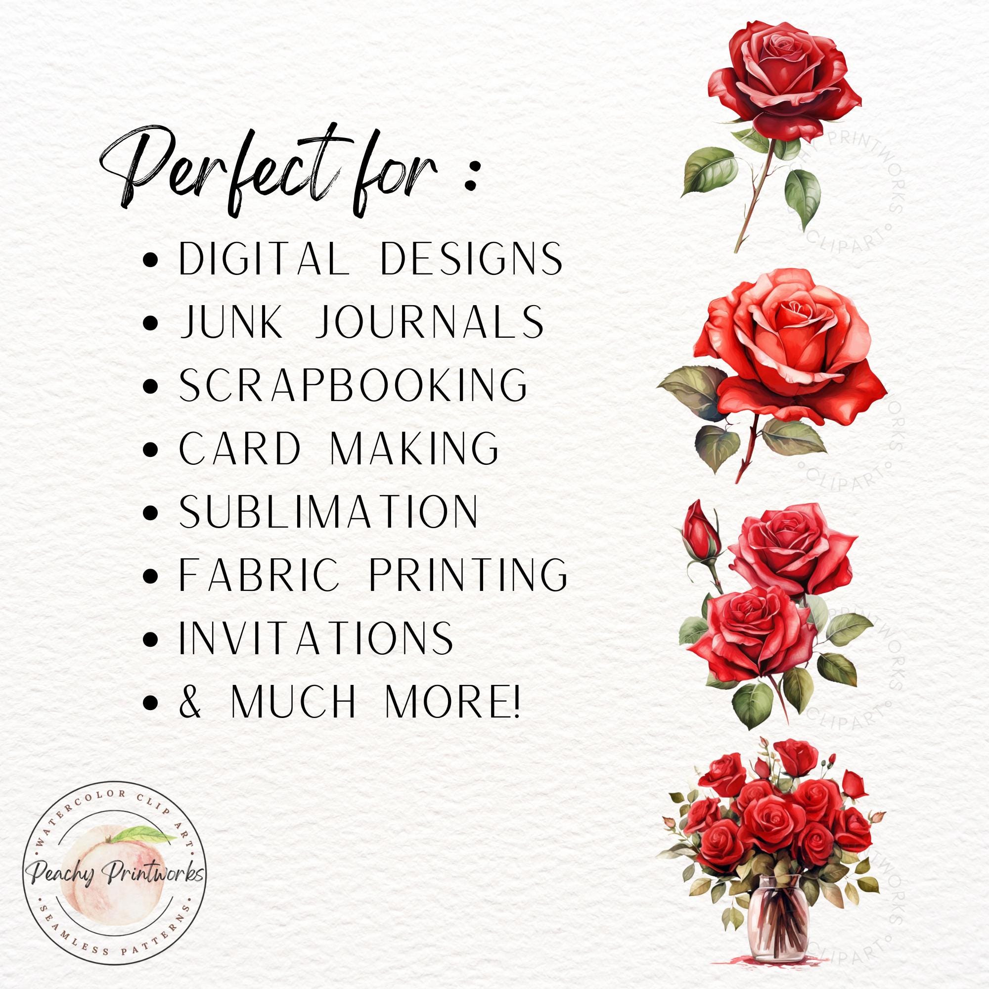 Red Roses Watercolor Clipart Bundle | Floral PNG Graphic | Florist ...