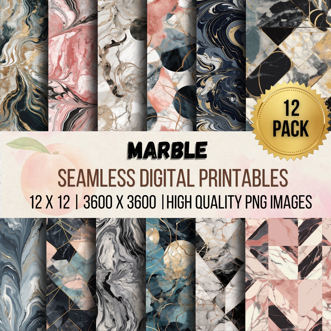 MARBLE : Printable Pattern, Seamless Design, Background, Digital Paper ...