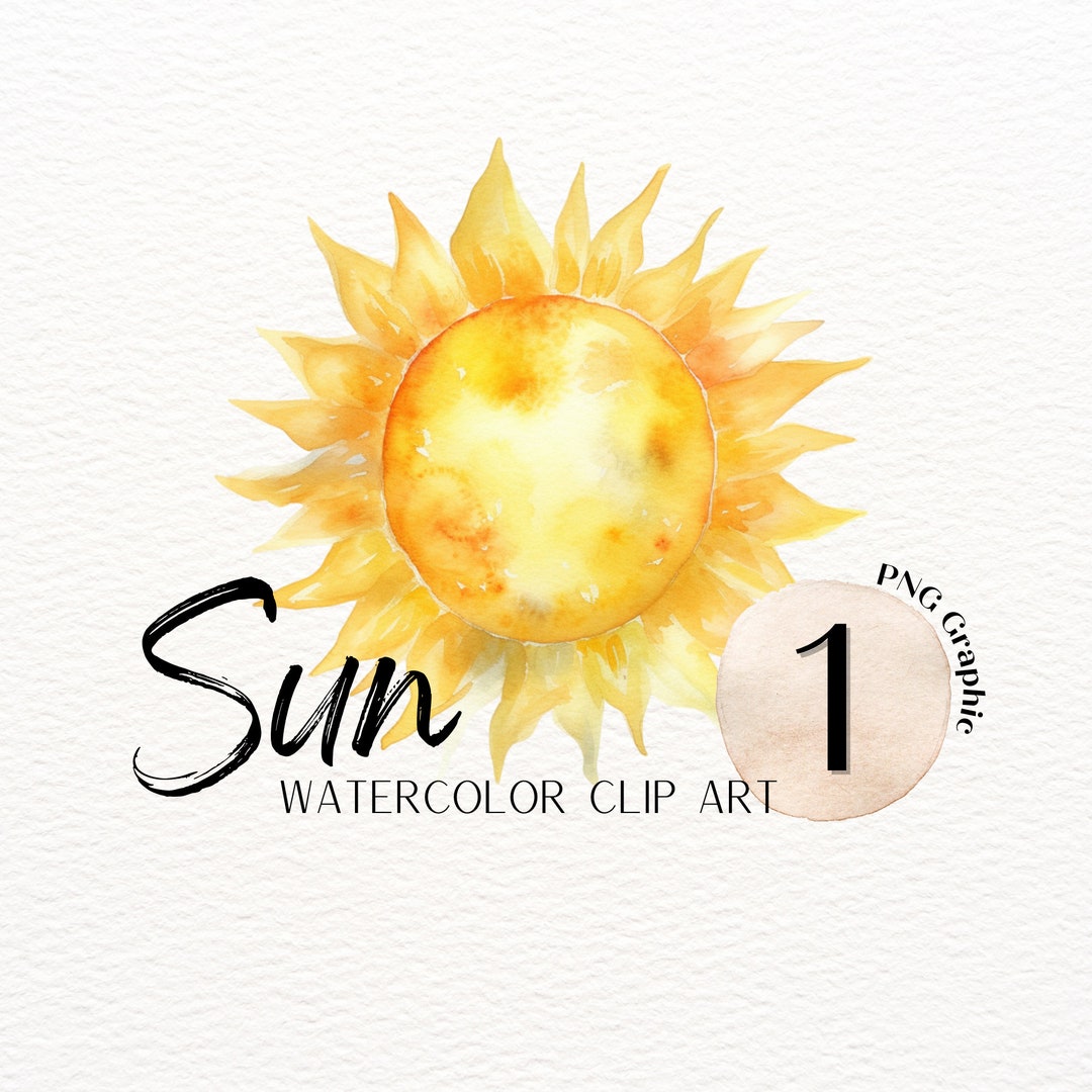 Sun Watercolor Clipart | Summer Sunshine PNG Image | Beach Vacation ...