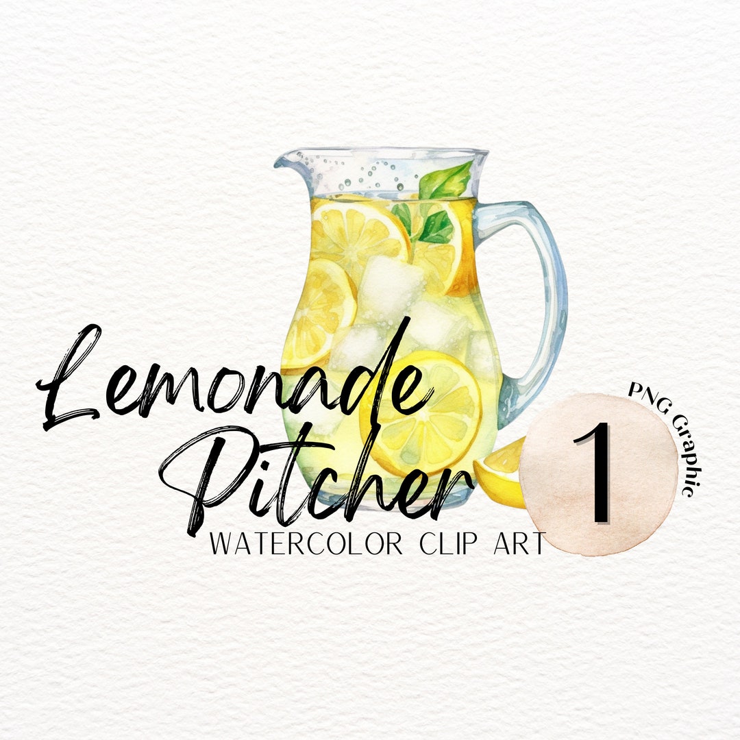 Watercolor Lemonade Clipart | Summer Drink Clipart | Lemonade Pitcher ...