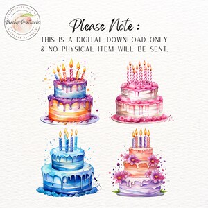 Birthday Cake Watercolor Clipart Bundle | Colorful Layer Cake PNG ...