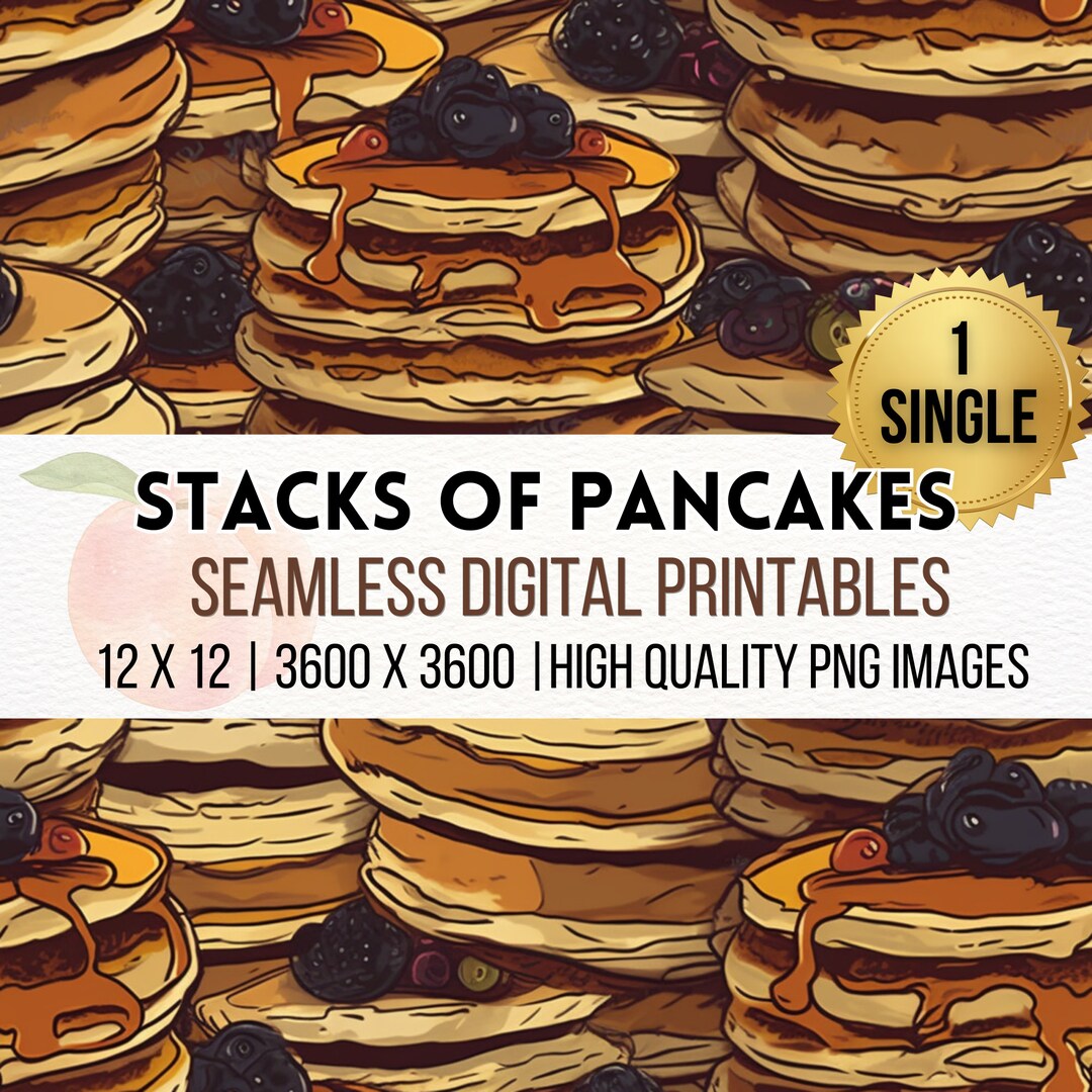 STACKS OF PANCAKES : Printable Pattern, Seamless Design, Background ...