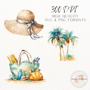 Beach Watercolor Clipart Bundle | Beach Trip Junk Journal | Vacation ...