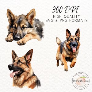 German Shepherd Watercolor Clip Art | Dog SVG | Puppy PNG | Sublimation ...