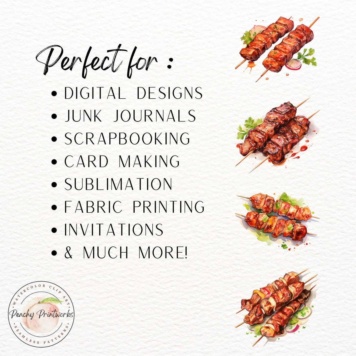 Kebab Watercolor Clipart | Meat Kabob SVG | Food PNG | Barbecue Graphic ...