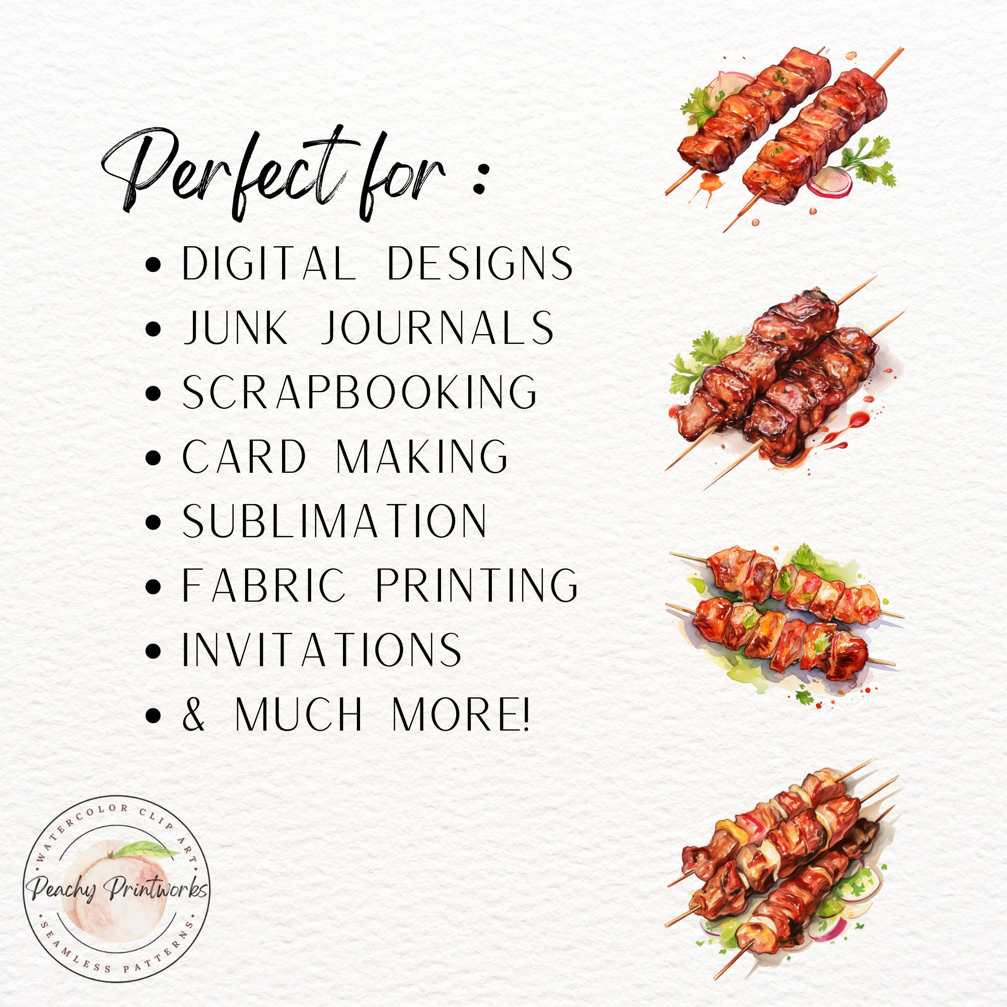 Kebab Watercolor Clipart Meat Kabob SVG Food PNG - Etsy