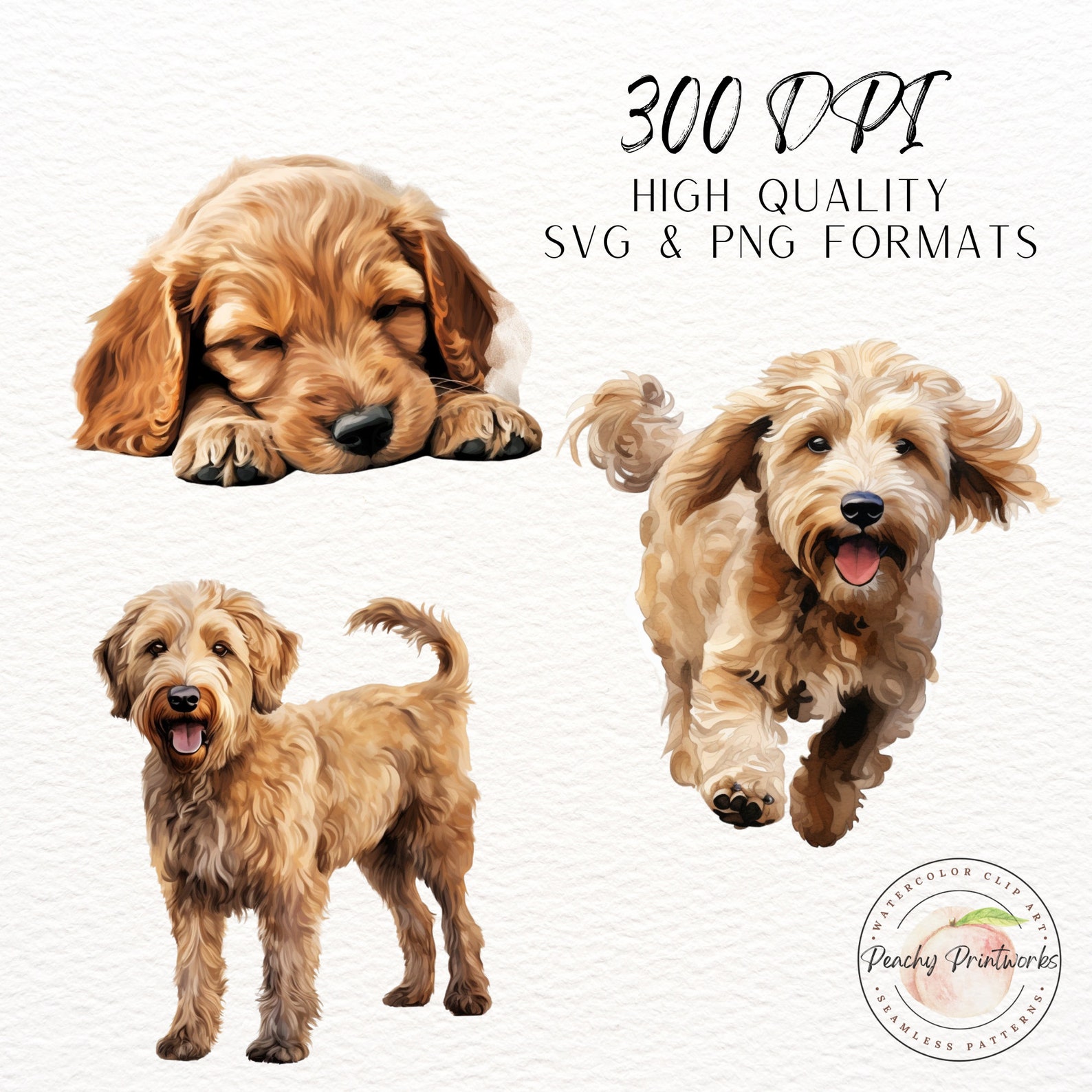 Goldendoodle Watercolor Clip Art Dog SVG Puppy PNG Dog - Etsy