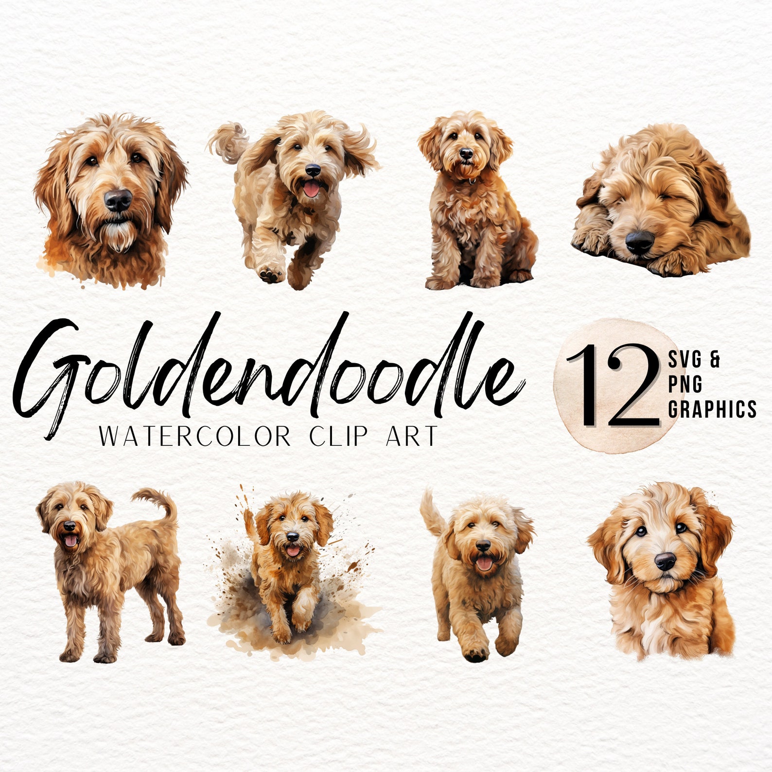 Goldendoodle Watercolor Clip Art Dog SVG Puppy PNG Dog - Etsy