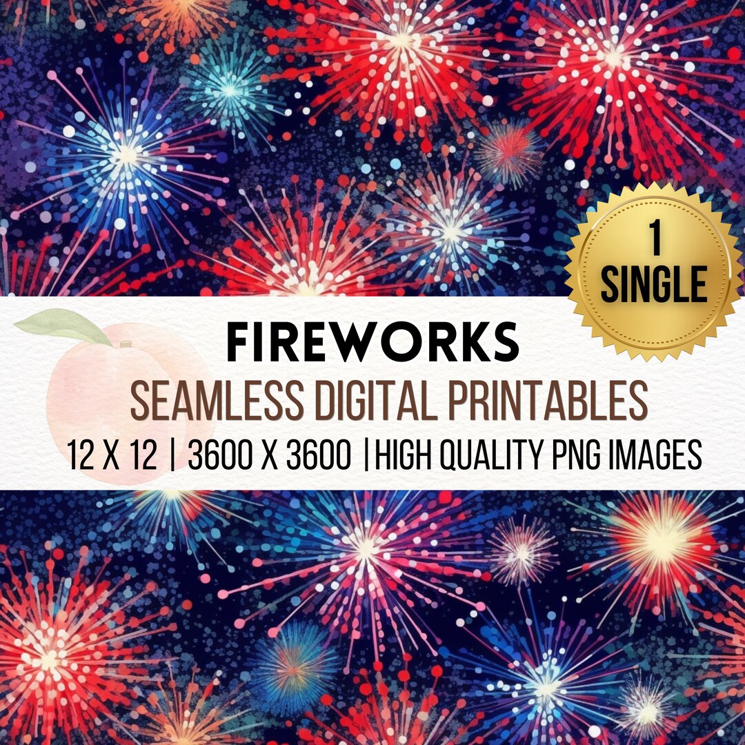 FIREWORKS : Printable Pattern, Seamless Design, Background, Digital ...