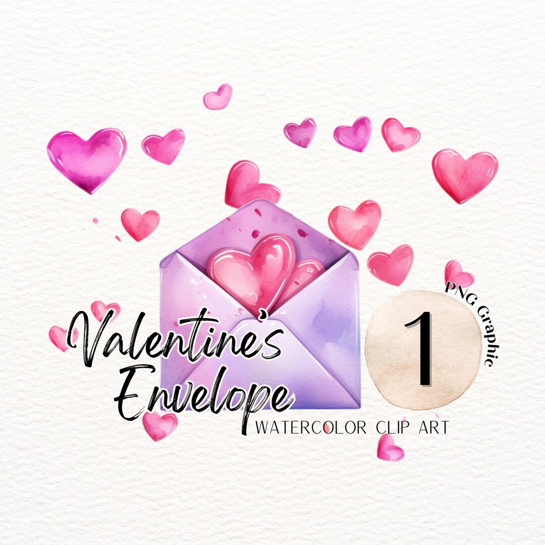 Valentine Hearts Watercolor Clipart Bundle Love Hearts PNG Pink Heart ...