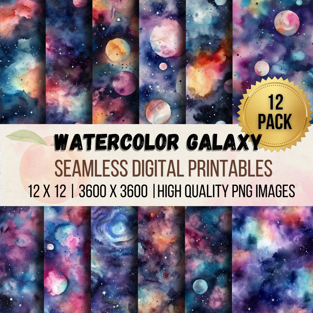 WATERCOLOR GALAXY : Printable Pattern, Seamless Design, Background ...