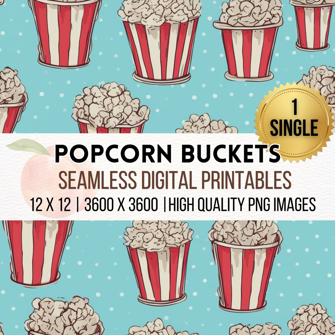 POPCORN BUCKETS : Printable Pattern, Seamless Design, Background ...