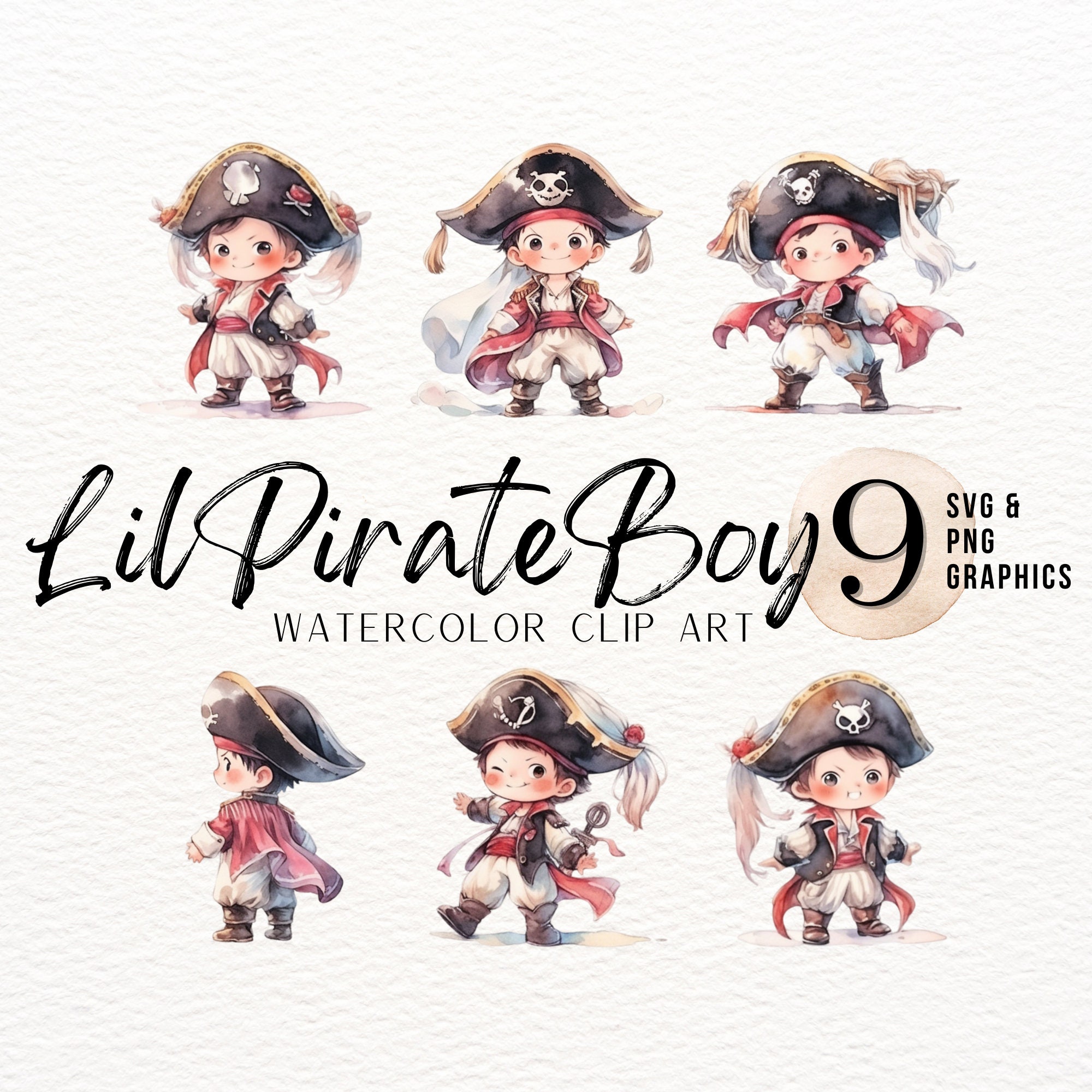 Pirate Boy Clipart Bundle Fantasy SVG Sea Adventure Graphics Pirate ...