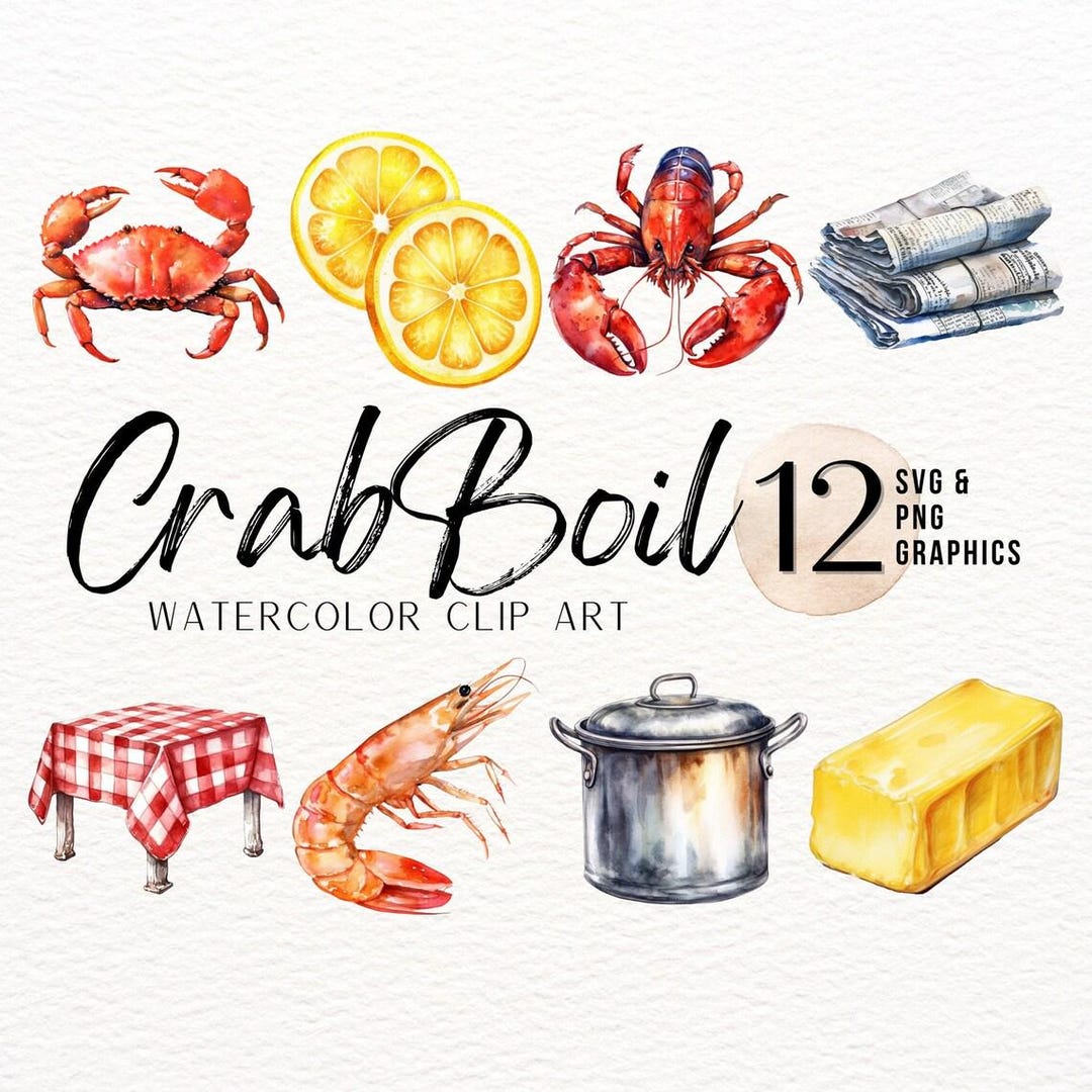 CRAB BOIL : Graphics Pack - Set of 12, Clip Art, Digital Graphics ...