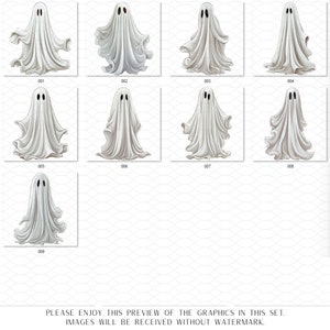 Retro Ghost Clipart Bundle | Retro Halloween PNG | Line Art Ghost SVG ...