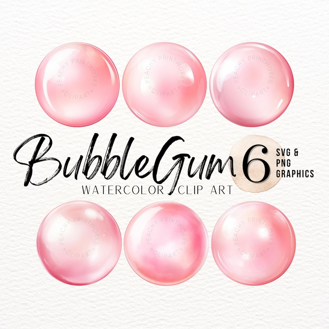 Bubble Gum Watercolor Clipart | Candy SVG | Sweets PNG | Halloween ...