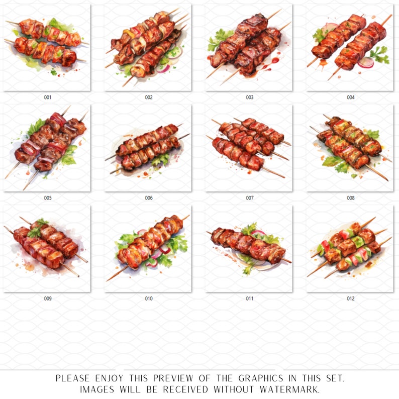 Kebab Watercolor Clipart Meat Kabob SVG Food PNG - Etsy