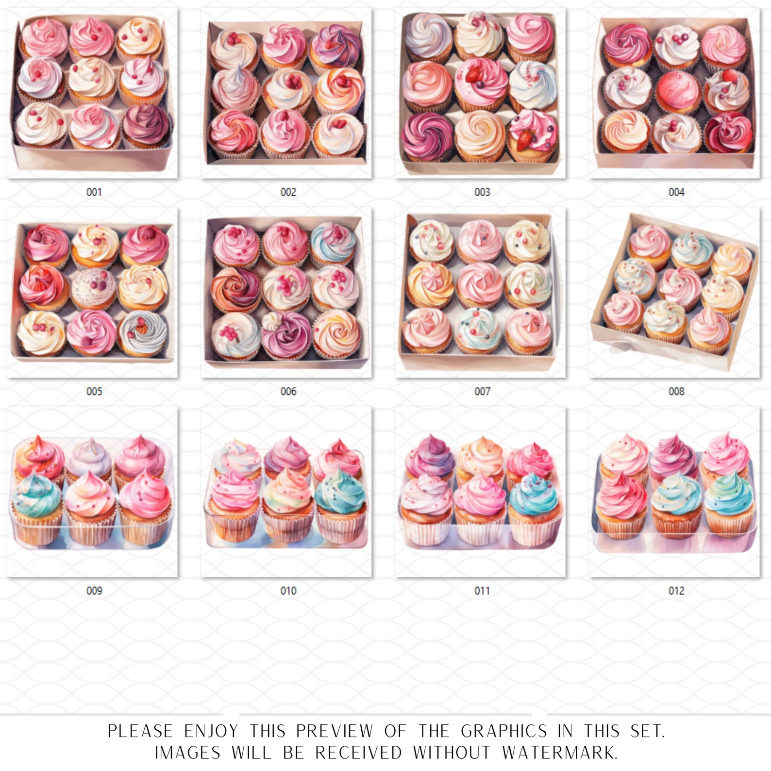 Cupcake Watercolor Clipart Bundle Cake SVG Dessert Clipart - Etsy