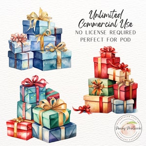 Piles of Gifts Watercolor Clipart Bundle Presents PNG Graphic Birthday ...