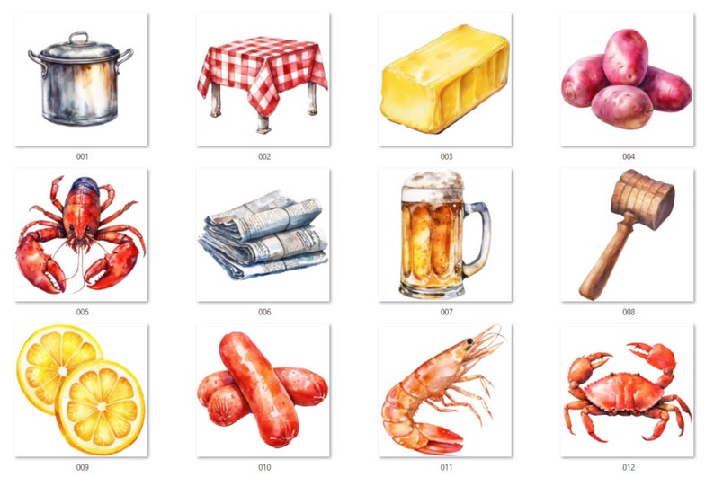 CRAB BOIL : Graphics Pack Set of 12 Clip Art Digital - Etsy