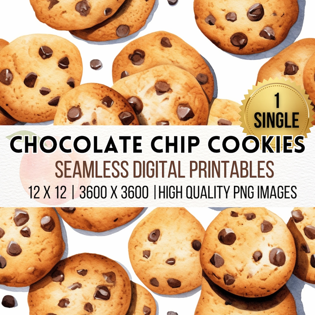 Chocolate Chip Cookie Printable Pattern, Seamless Design, Background ...