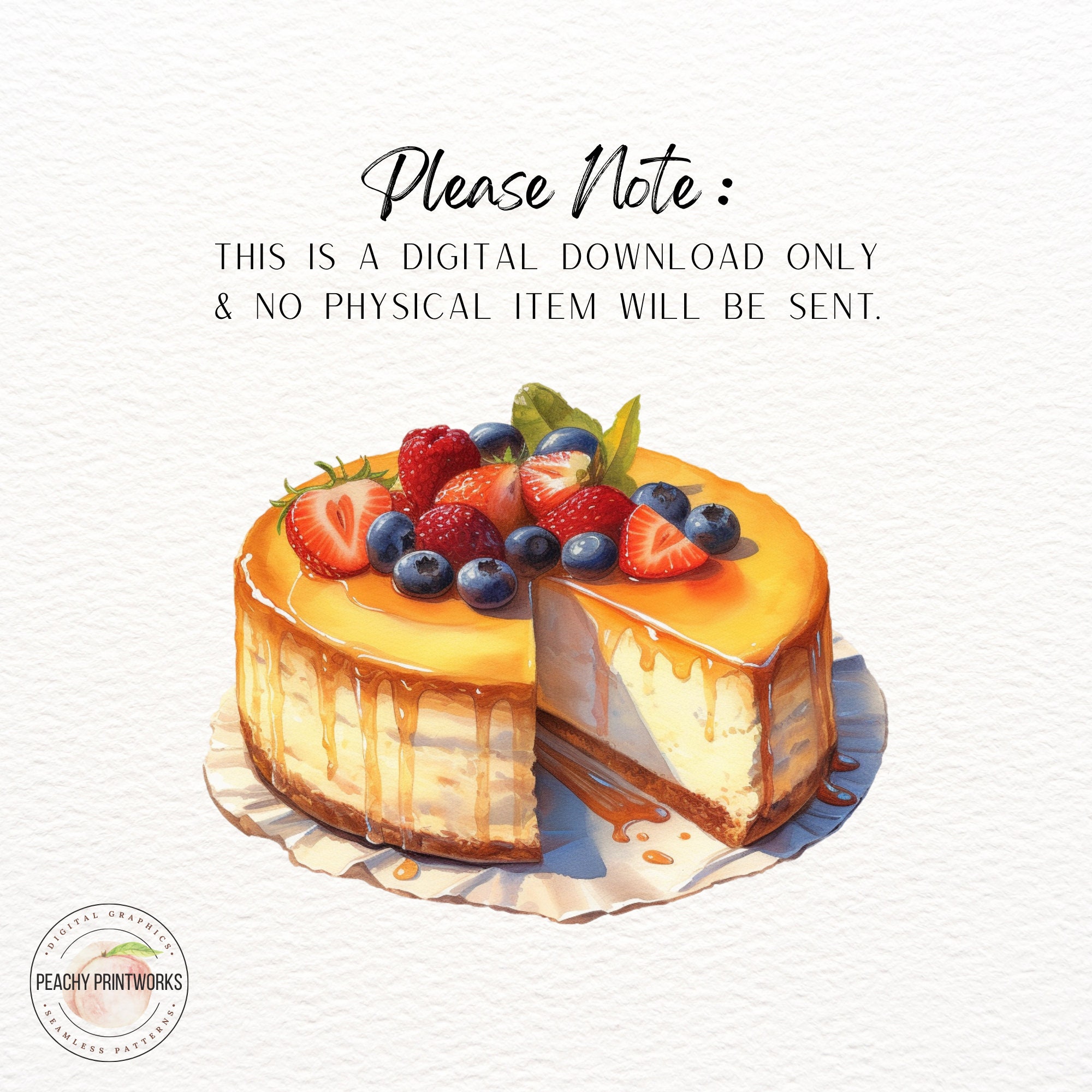 Cheesecake Watercolor Clipart Cake SVG Bakery PNG Fruit - Etsy