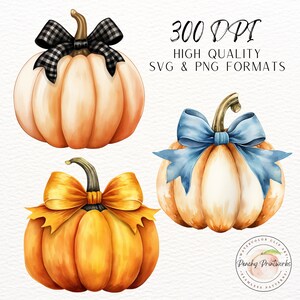 Pumpkin With Bows Watercolor Clipart Bundle | Happy Halloween SVG ...
