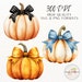 Pumpkin With Bows Watercolor Clipart Bundle Happy Halloween - Etsy
